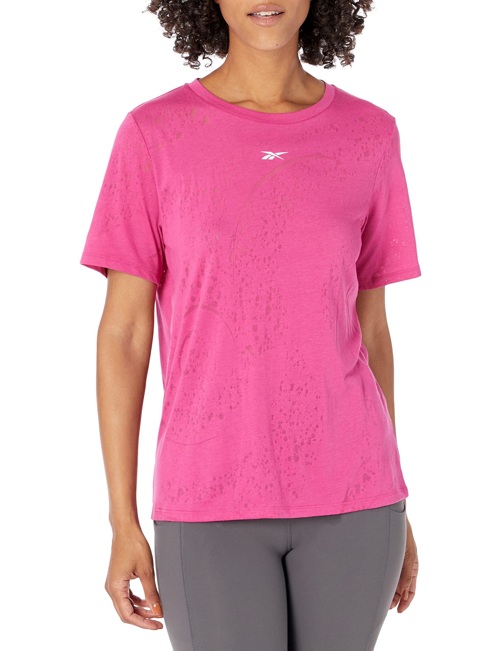 Reebok Women's Standard Burnout Tee, Semi Classic Teal/Speckle, Medium