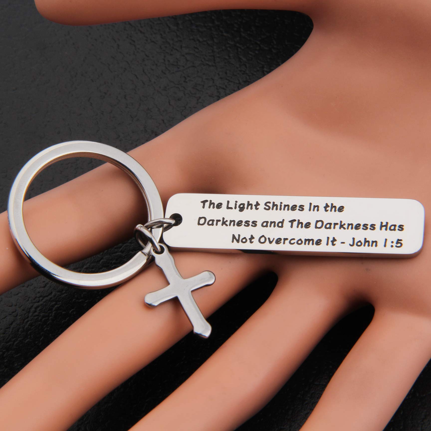 Lywjyb Birdgot Religious Keychain The Light Shines In The Darkness Jewelry Gifts (Light in Darkness)