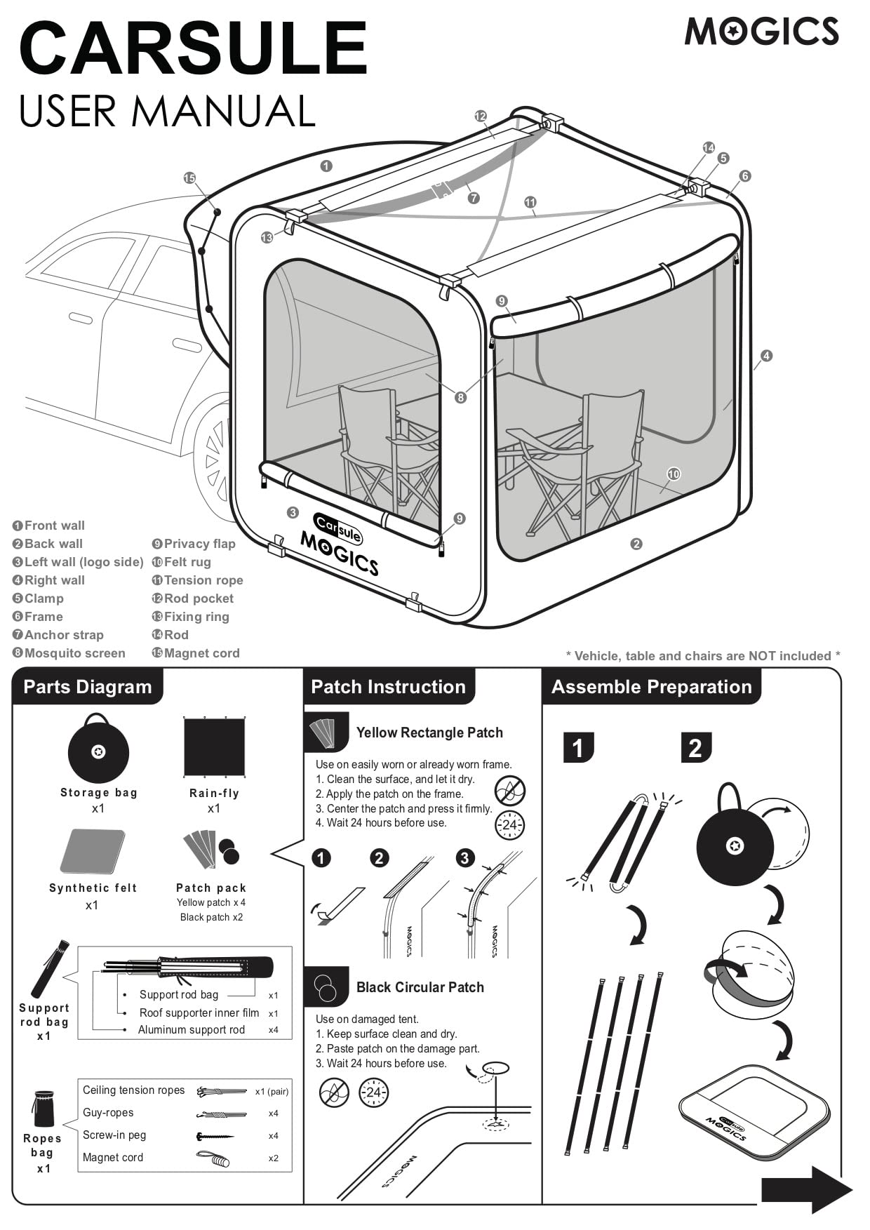 MOGICS Carsule | 2 Person Pop-Up Cabin for Cars | SUV Tent Tailgate