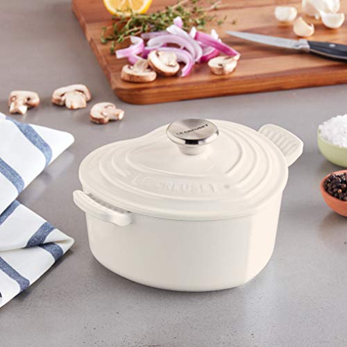 Le Creuset Heart Shaped Dutch Oven With Stainless Steel Knob, 2.25 qt, White