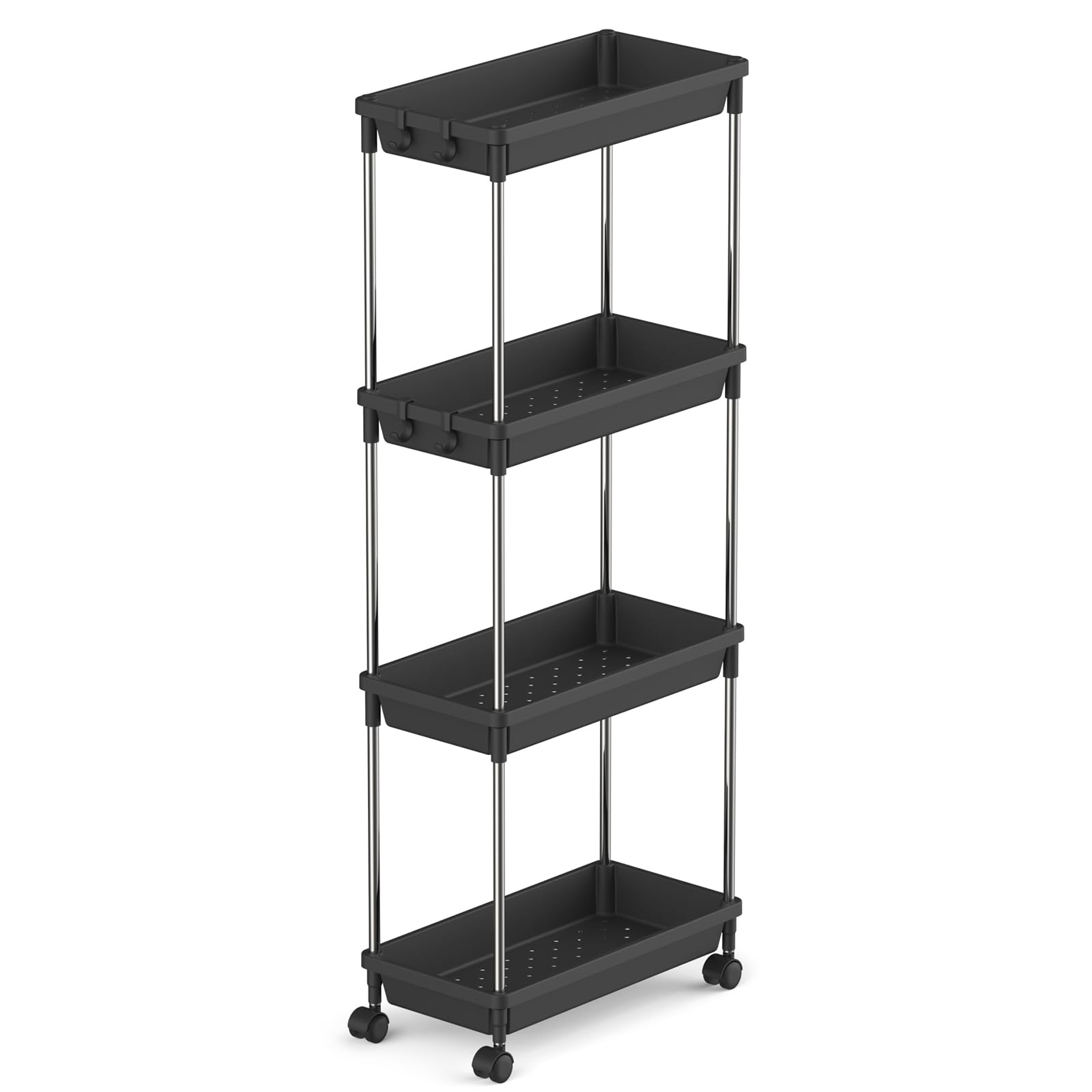 Lifewit Slim Storage Cart, Laundry Room Organization, Wide 6.3'', 3 Tier Shelf Organizer Rack Unit with Wheels for Bathroom Kitchen Small Dorm Narrow Space, Black