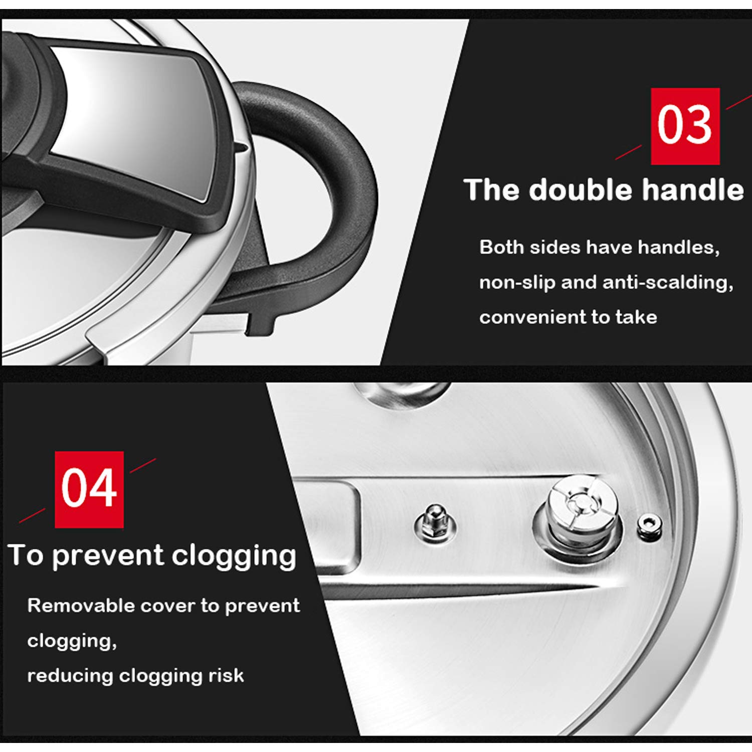 KRAMPAN One-Touch Pressure Cooker, Stainless Steel Pressure Cooker, 6 Quart Pressure Canner Cookware Dishwasher Safe, Fast Cooker for Kitchen.
