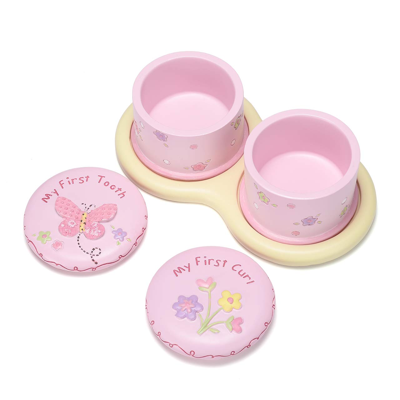 Mogoko Cute Child Tooth Box, Baby First Tooth and Curl Keepsake Boxes Set, Kids Teeth Fairy Holder for Boy or Girl (Pink)