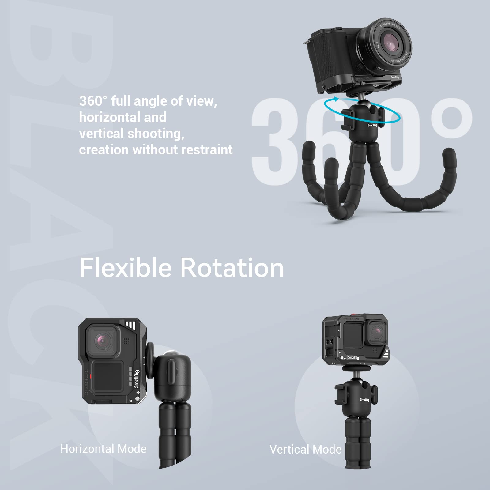 SmallRig Camera Tripod, Mini Smartphone Flexible Tripod Stand, Portable Tabletop & Travel Tripod for Vlog, Universal for iPhone for Canon for Sony Cameras 3903