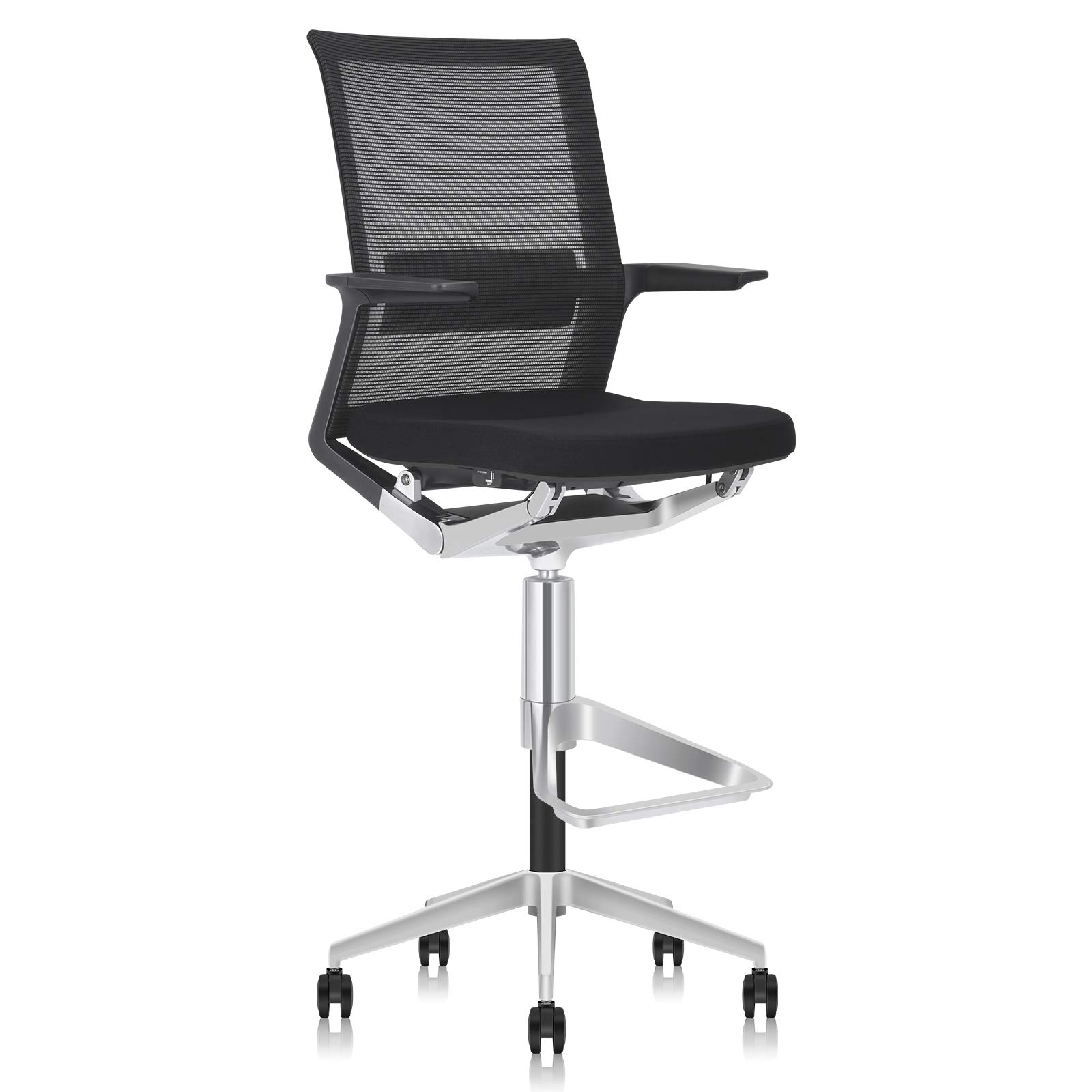 MOOJIRS Ergonomic Drafting Chair | with Adjustable Seat Height and Foot Rest | Breathable Mesh Fabric | All Aluminum Alloy Base with Multi-Direction Casters | for Standing Desk