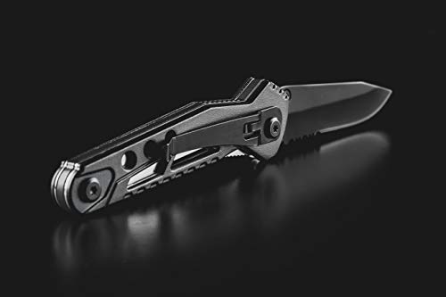 TRUE TRUEBLADE Lightweight Everyday Pocket Knife | Super Sharp Black Oxidized Stainless Steel Partially Serrated Pocket Knife