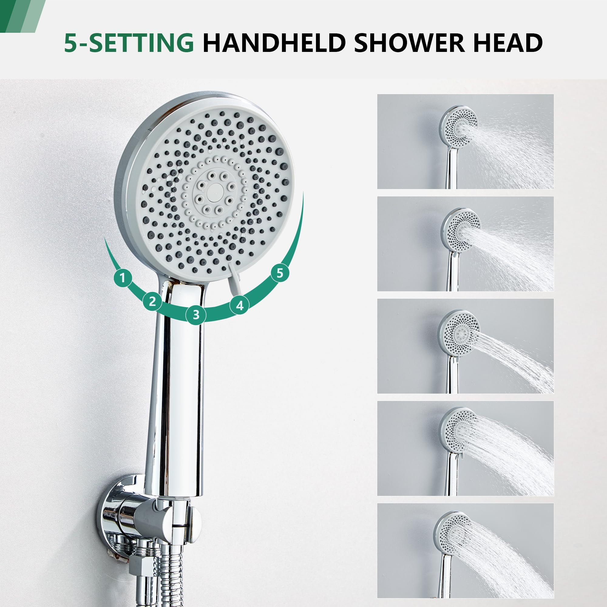 LCEVCGK Shower System, Matte Black Wall Mounted Shower Faucet Set Complete for Bathroom with 8 Inch Rain Shower Head and 3-Setting Handheld Shower Head Combo, Shower Valve with Trim and Diverter