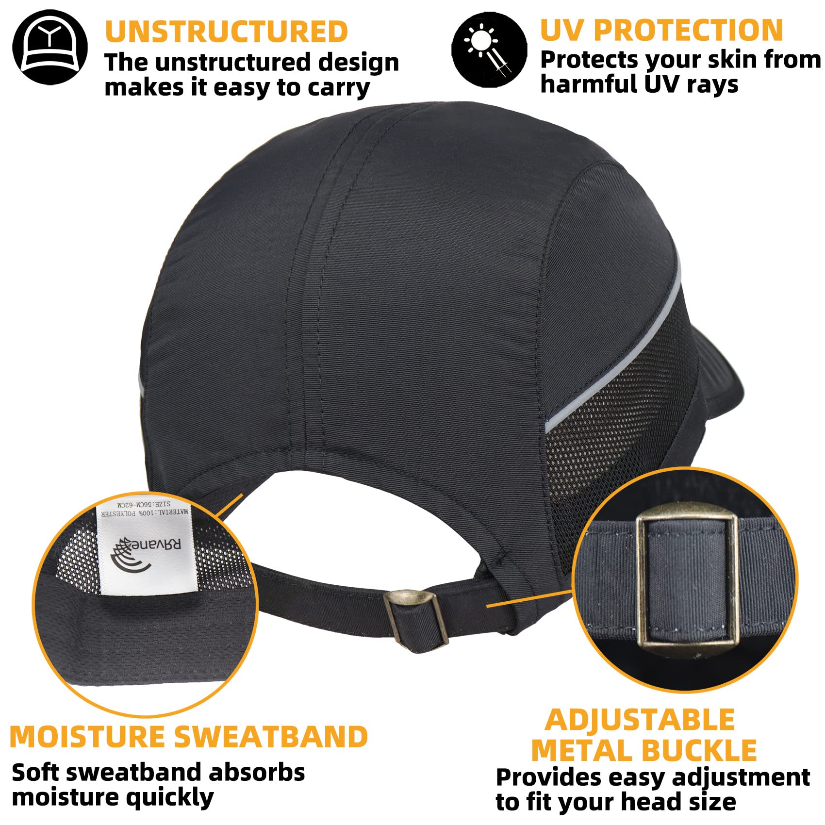 RRvane Foldable UPF50+ Sun Protection Portable Hat Reflective Quick Dry Baseball Cap Soft Adjustable Outdoor Sports Hat for Men, Women (Dusty Green, New)