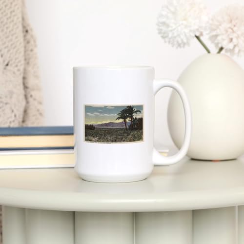 Lantern Press View of Dates Growing near the Salton Sea (15oz White Ceramic Coffee and Tea Mug, Dishwasher and Microwave Safe)