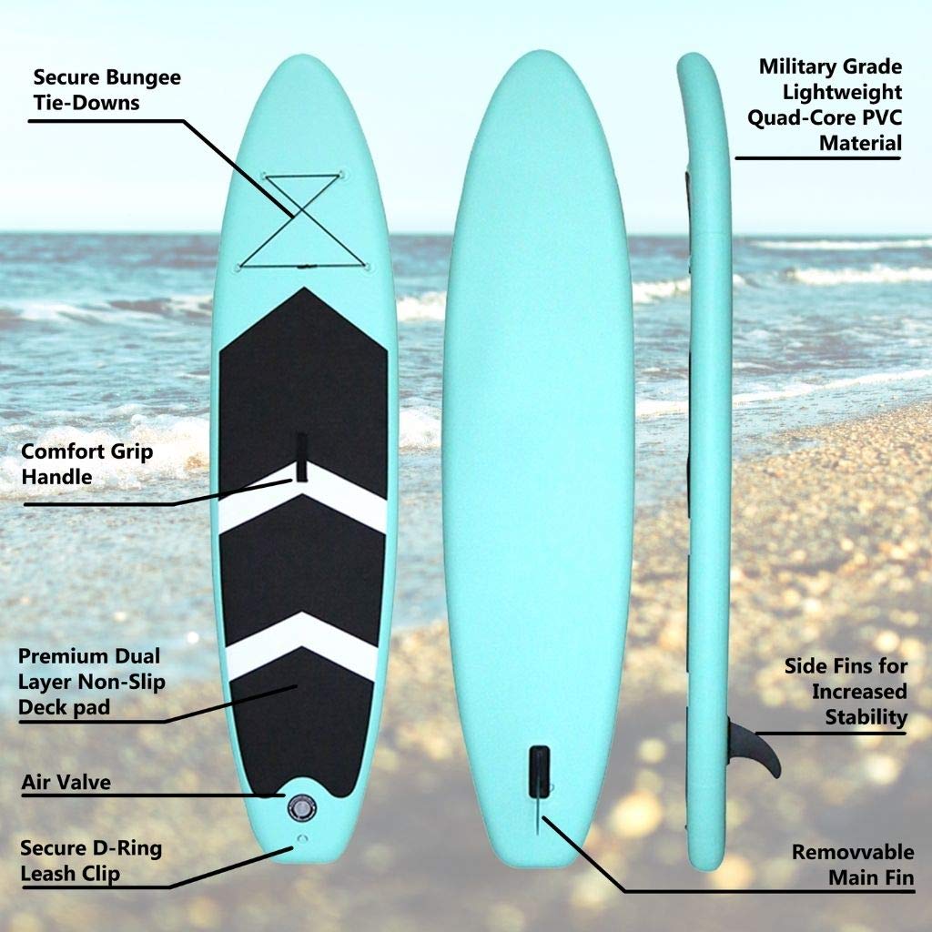Lucear Inflatable Stand Up Paddle Board (6 inches Thick) with Durable SUP Accessories & Carry Bag Standing Boat