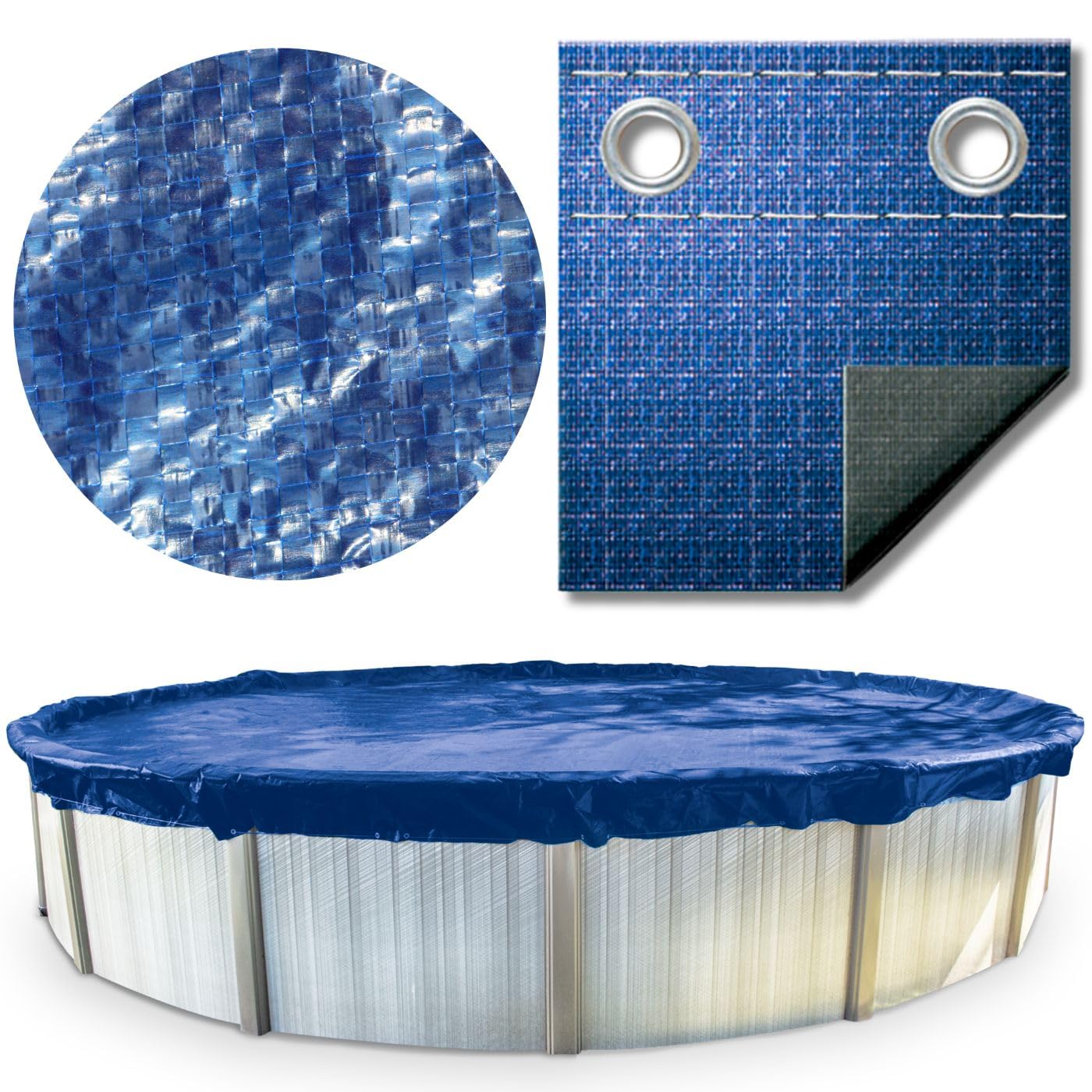 SWIMLINE HYDROTOOLS Super Guard Heavy Duty Pool Cover For Above Ground Swimming Pools |31 FT Cover | Blue / Black | Winch & Cable Included | UV Protected For 28 FT Round Pools | PCO831