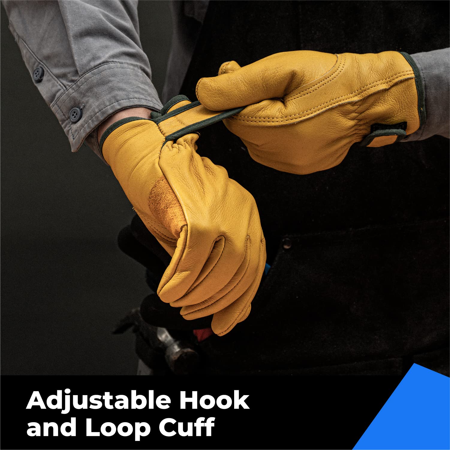 toolant Winter Leather Work Gloves, Warm Thinsulate Lining for Cold Weather Work, 100% Full Grain Cowhide with Abrasion and Puncture Resistance, Size Large