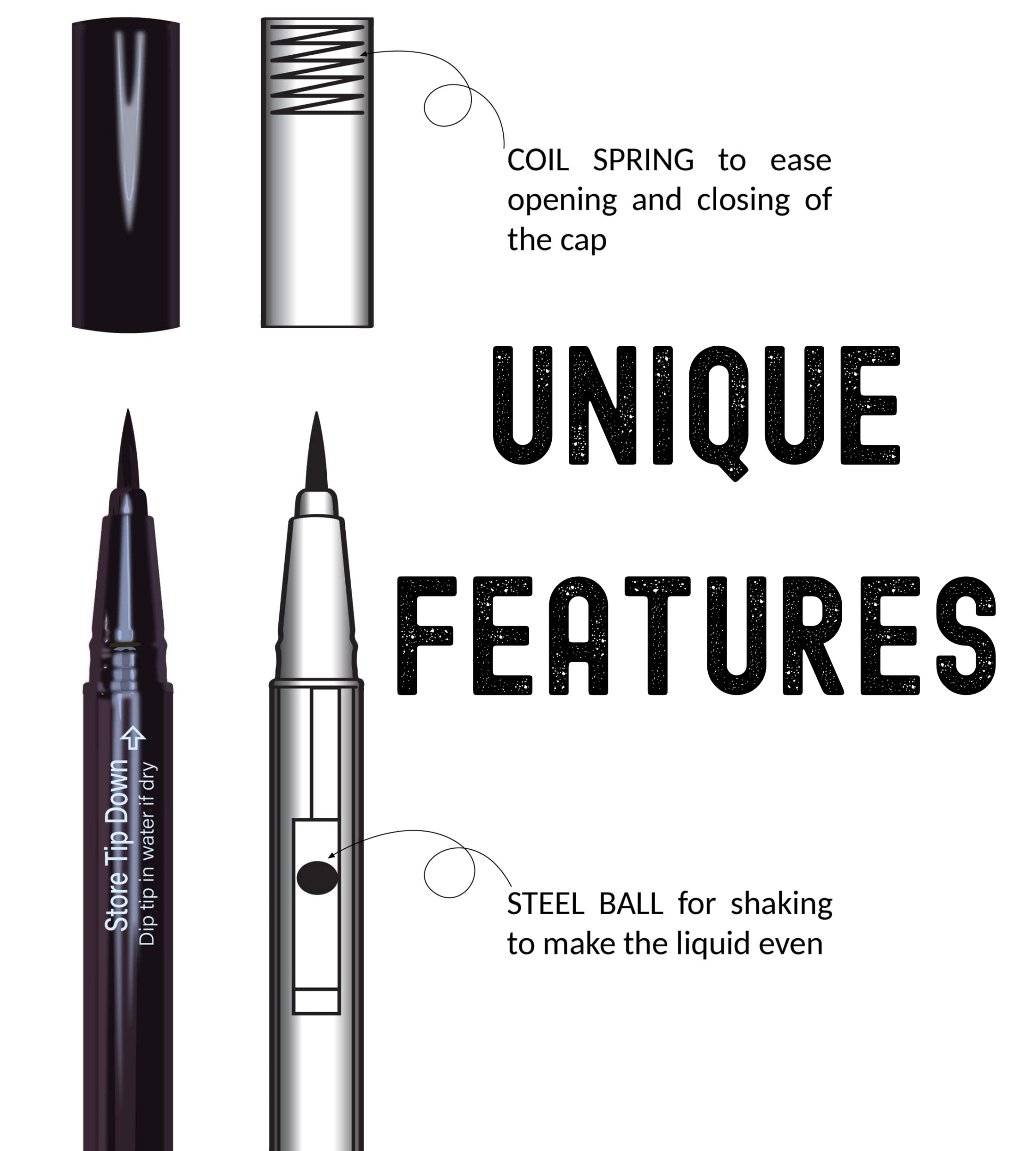 Nikka Notto Liquid Eyeliner Waterproof Pen“Nude Look”, Satin Brown, Stay All Day, Smudge Free, 3x More Liquid 0.070Fl.oz (Mom's Choice Award®)