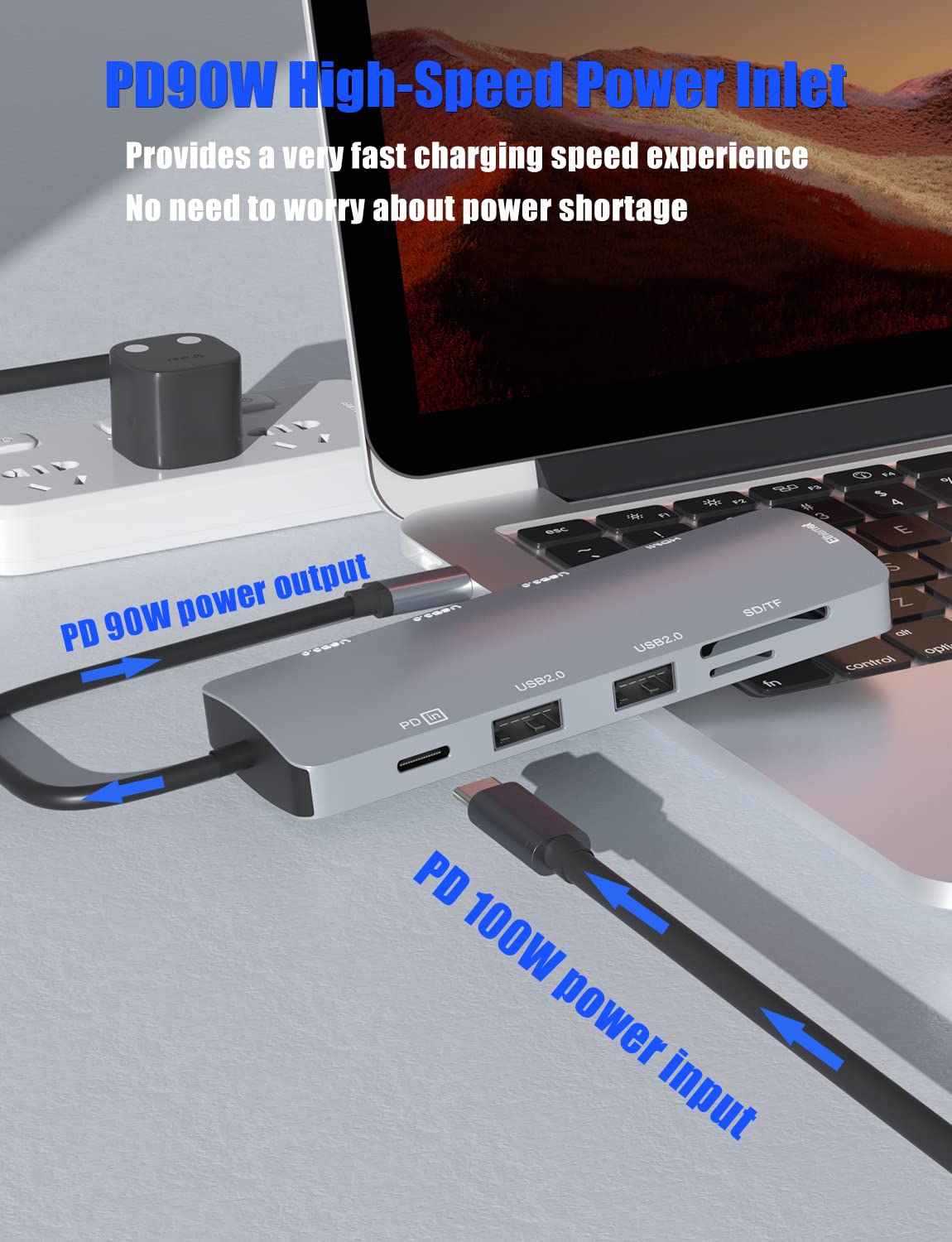 USB C Hub, Sivxnem USB C to HDMI Adapter (4K HDMI USB3.0/2.0 SD/TF 90W PD Gigabit USB-C Dongle),USB-C Docking Station Compatible with MacBook Pro/MacBook Air/iPad Pro/Surface Pro 7/Dell XPS 13 15