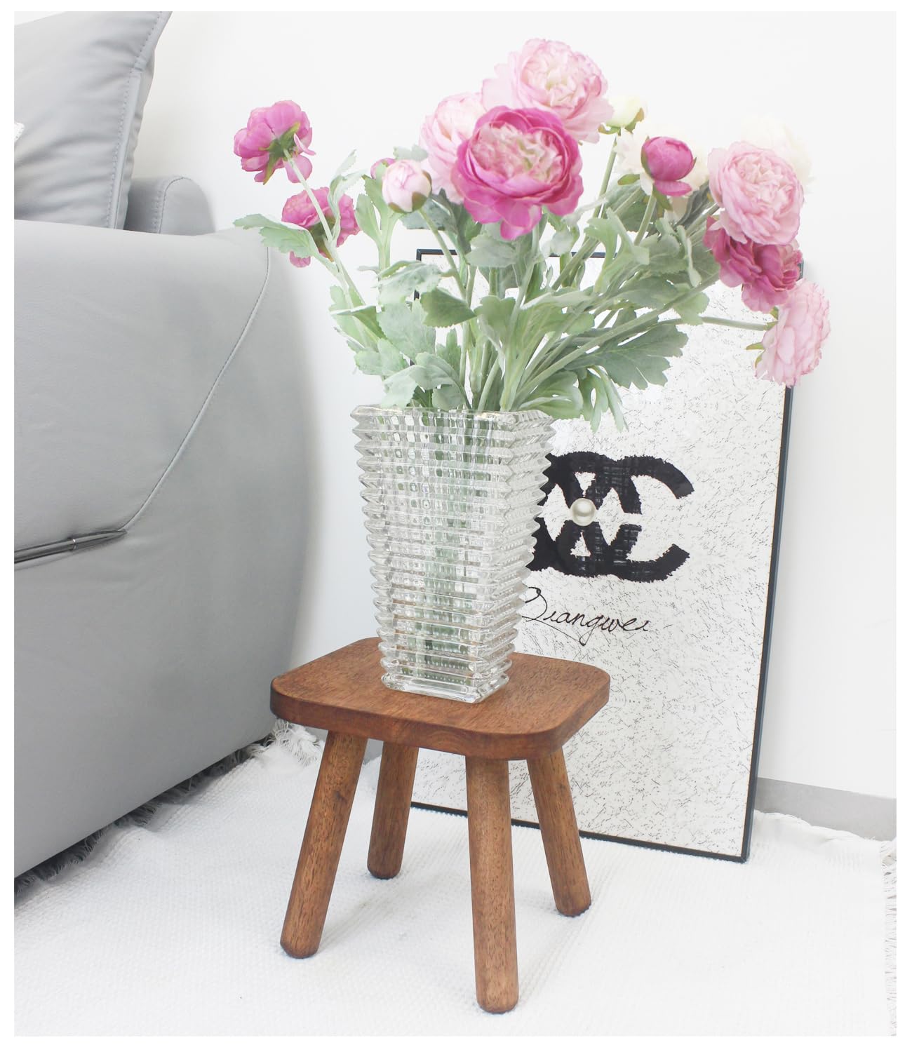 zaowofires Solid Wood Step Stool,Milking Stool, Plant Stand, Round Foot Stool, Removable Portable Stool, Shoe Changing Stool, Small Short Stooll (Walnut)