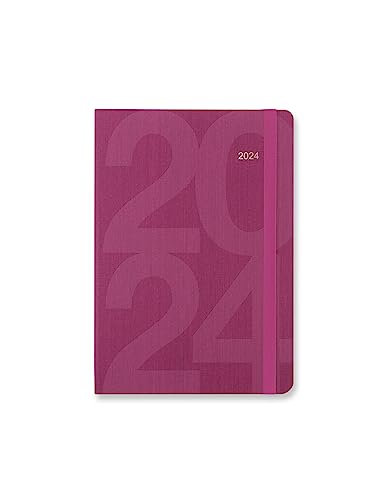 Letts Block A5 week to view 2024 diary - pink