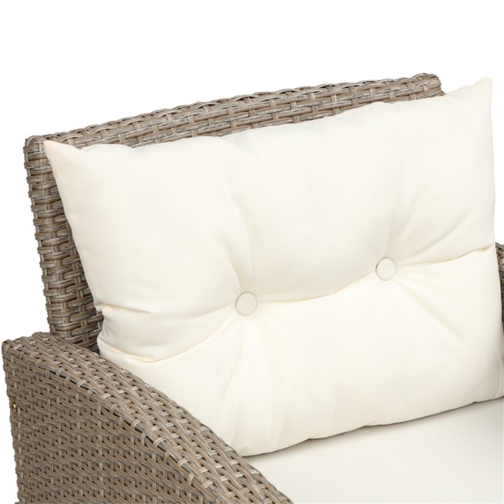 LIUZH Beige Brown Outdoor, Patio Furniture Sets, 4 Piece Conversation Set Wicker Ratten Sectional Sofa