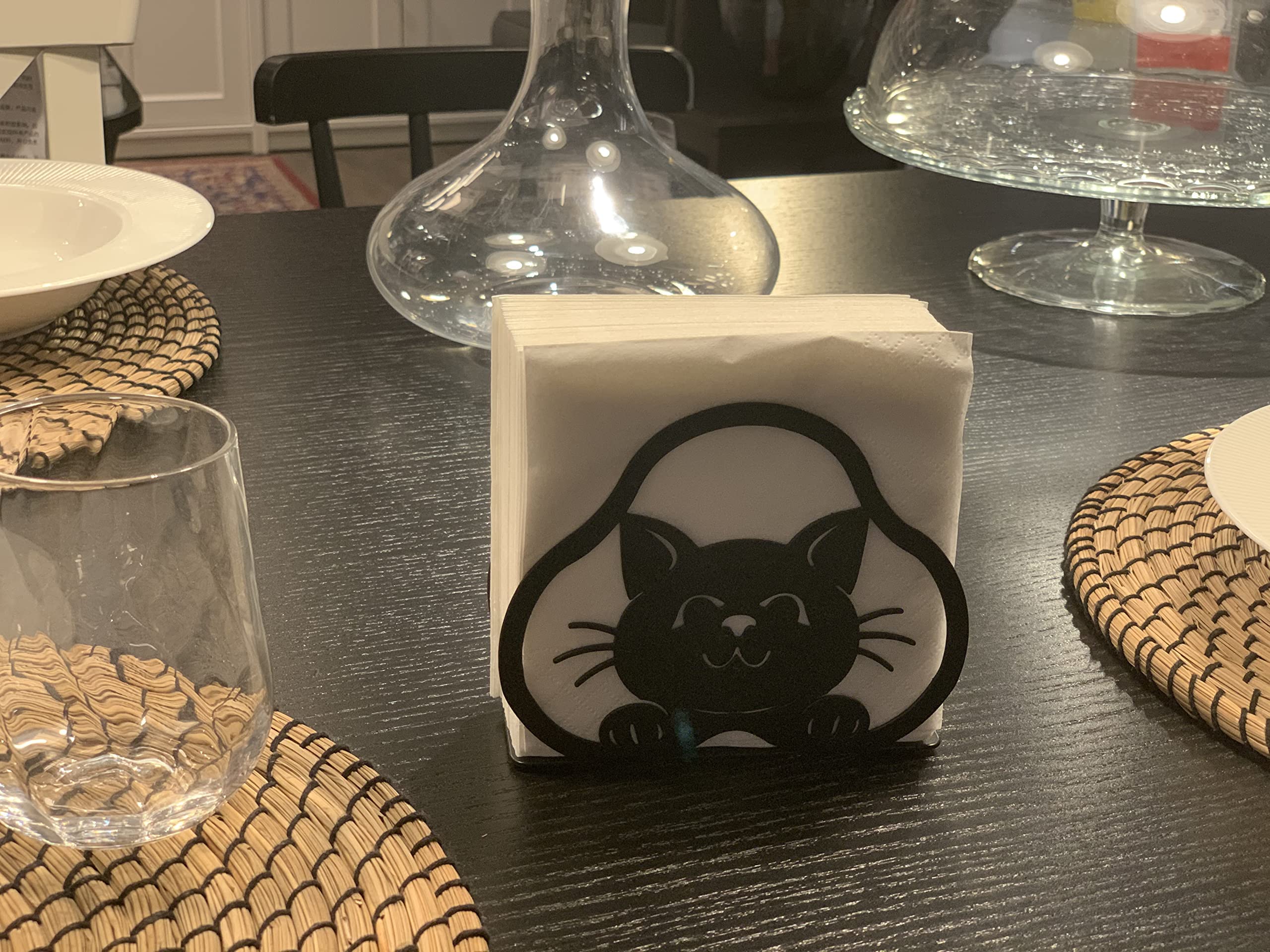 PXLYWLTZL Napkin Holder for kitchen,CAT black Metal Holders Tables, dinner iron Restaurants,Farmhouse,Cafe,Bar, Holders, Tissue Dispenser (CAT), 4.8inch 4inch 1.7inch (999)