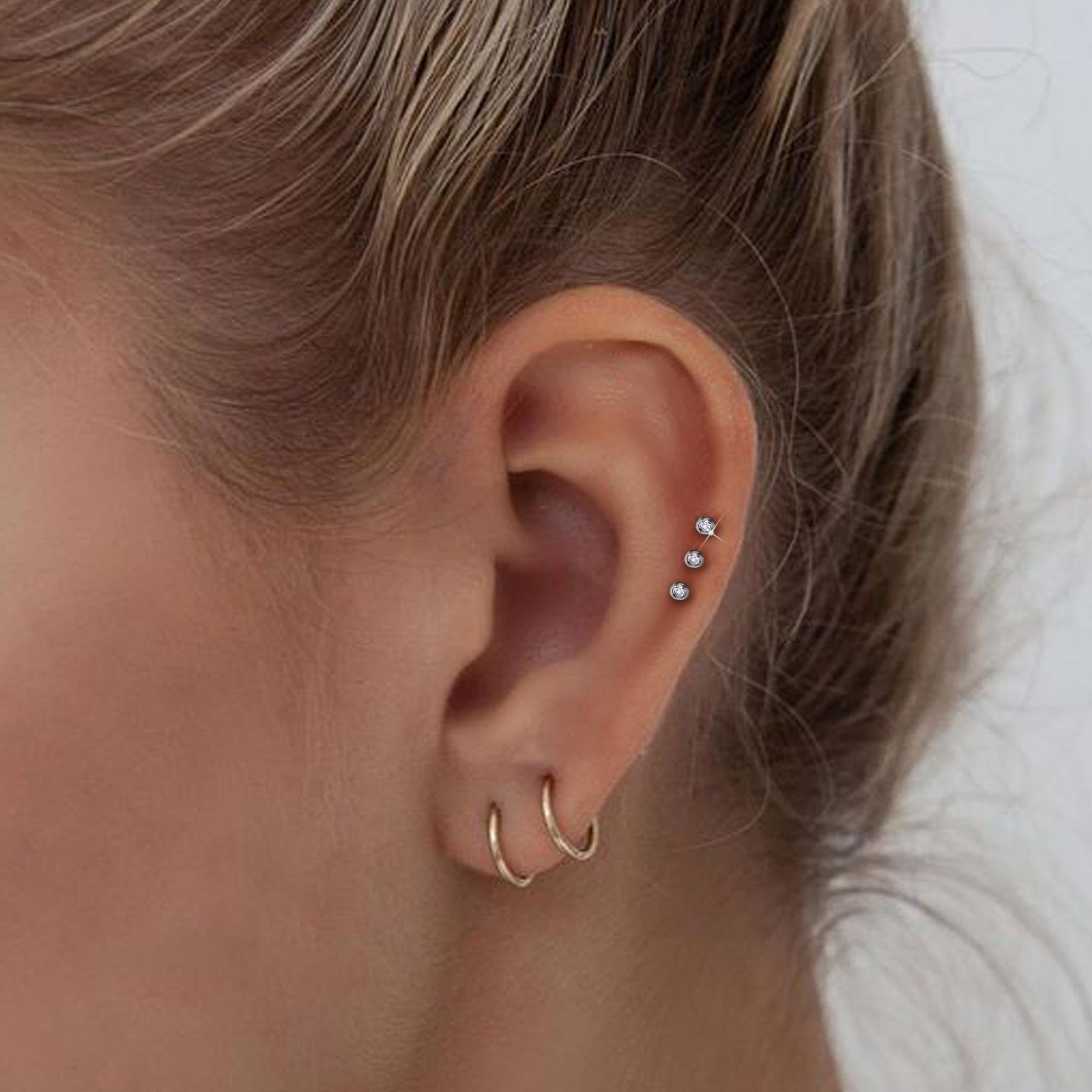 Mooncrush Jewelry G23 Soild Titanium 6MM Tragus Earring Internally Threaded 16g Cartilage Earring Stud Flat Back Helix Piercing Jewelry Surgical Steel
