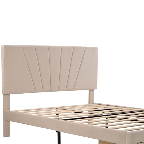 Livavege Queen Bed Frame with Wingback Headboard and Storage Drawers, Velvet Upholstered Platform w/Wooden Slats Support, Queen Size Bedframe No Box Spring Needed, Easy Assembly/Mattress Foundation