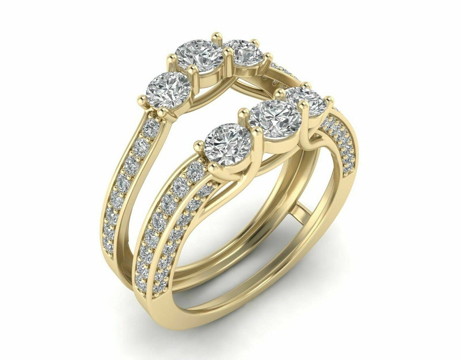Om Jewellers 1.00 Ct Round Diamond Enhancer Wrap Engagement Wedding Ring 14K Yellow Gold Over (8.5)