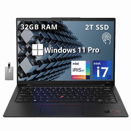 Lenovo Thinkpad X1 Carbon 14.0" WUXGA 60Hz Low Blue Light Touch Business Laptop, Intel Core i7-1270P, 32GB RAM, 2TB PCIe SSD, Intel Iris Xe Graphics, Win11 Pro, Black, 32GB USB Card (Renewed)