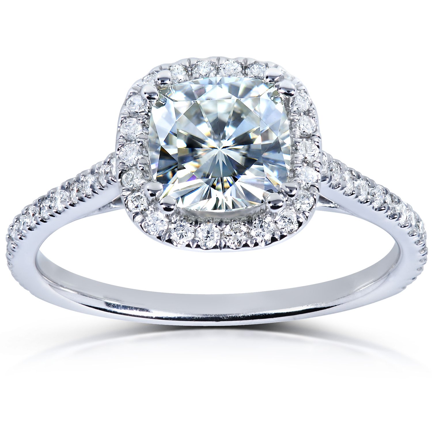 Kobelli Cushion-cut Moissanite Engagement Ring 1 1/3 CTW 14k White Gold, Size 8.5