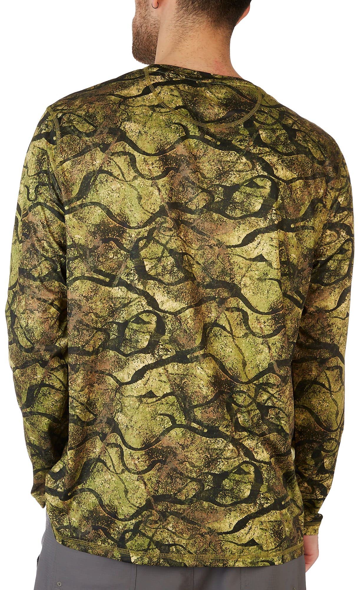 Reel Legends Mens Everglades Reel-Tec Long Sleeve T-Shirt X-Large Yellow/green multi