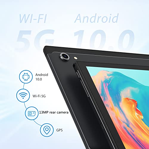 Tablet with Keyboard, 10.1" Octa-Core, Android 10 Tablet Google GMS Certified,4GB RAM, 128GB Storage, 1920x1200 FHD Display, 60Hz Screen Rate, 13MP Rear Camera,5G WiFi, Bluetooth5.0, LMNBBS, Black