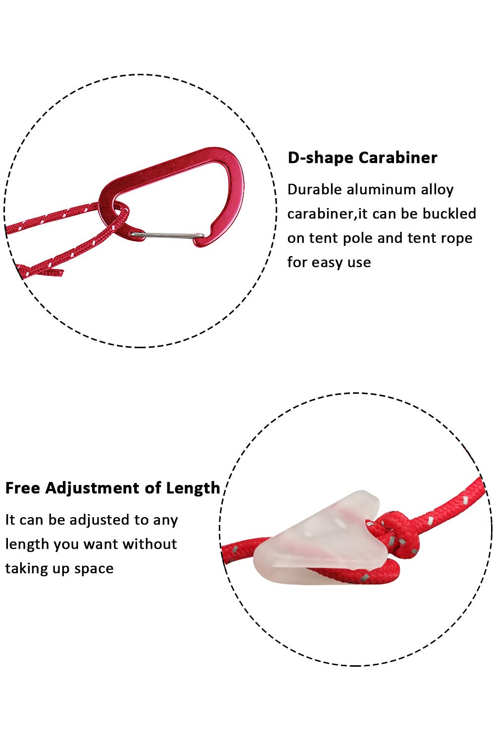 OMUKY Camping Lanyard Hanger Outdoor Tent Camping Clothesline with 8 Hooks Portable Adjustable Windproof Travel Hanging Rope (Red)