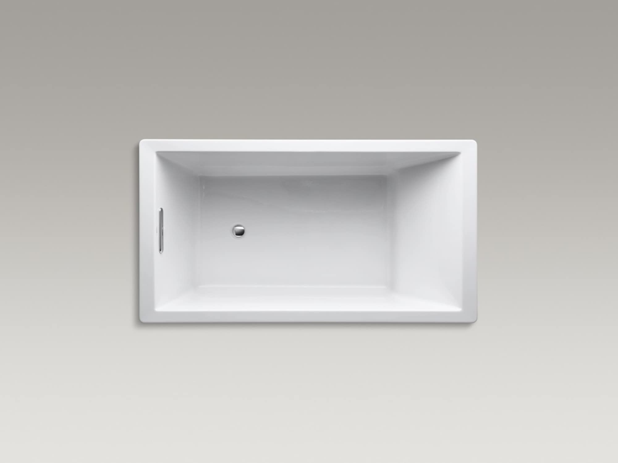KOHLER K-1136-0 Underscore Rectangle 66-Inch x 36-Inch drop-in bath with end drain, White