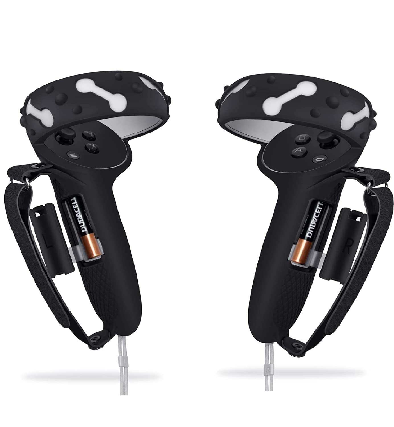 TechKen Battery Opening Controller Grips Compatible with Quest 2 Accessories Quest 2 Grips with Adjustable with Knuckle Straps, Suitable for Large Hands