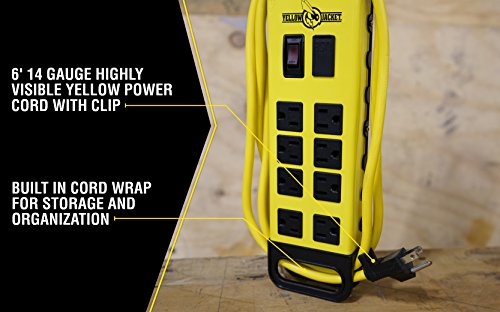 Yellow Jacket 5148 Modern 8-Outlet Metal Power Block with 2 USB Ports; Yellow
