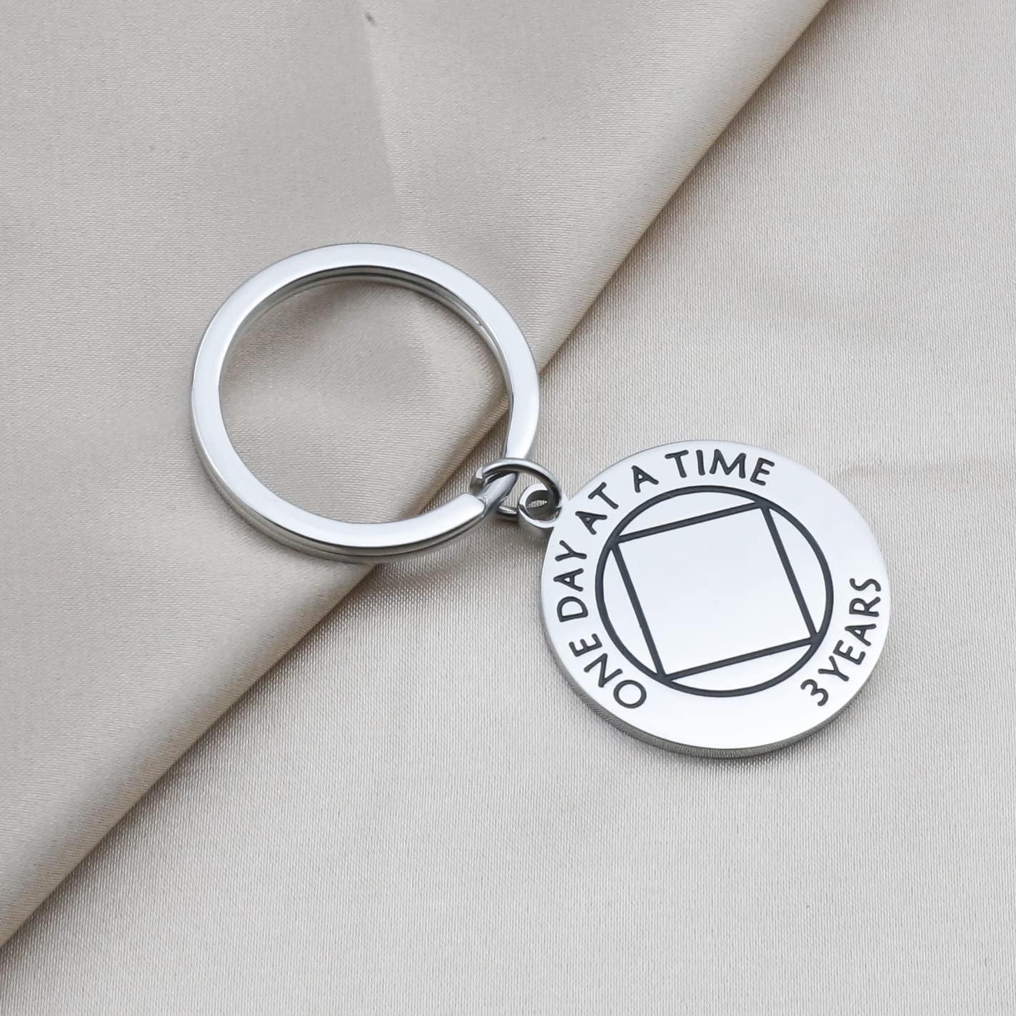 NC NA Sobriety Gift Anonymous keychain Recovery Gift NA Jewelry NA One Day At A Time Keychain for Him Her (NA-3YEARS KS)