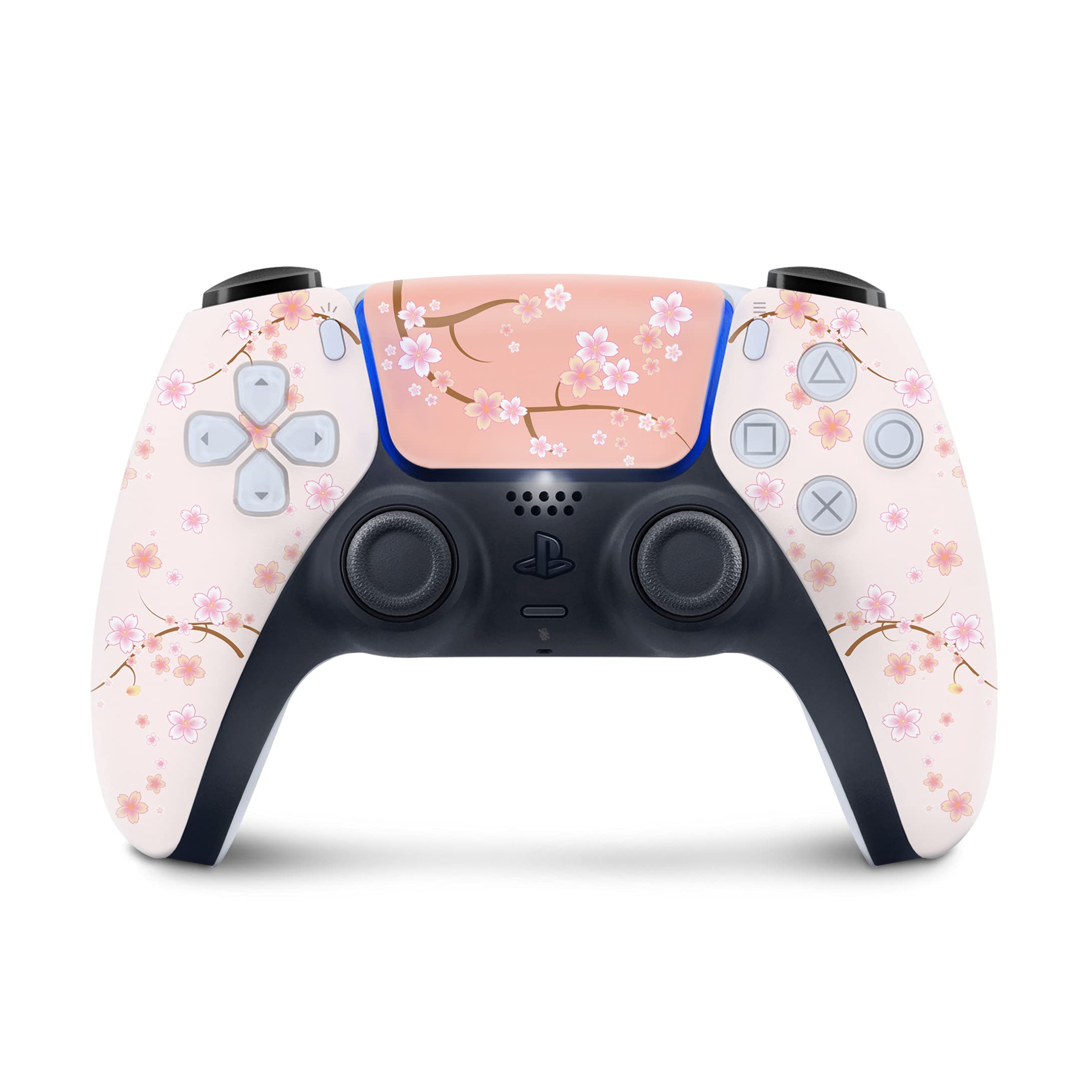 PS5 Japanese Cherry Blossom flowers Skin for PlayStation 5 Console and 2 Controllers, Pink Color skin Vinyl 3M Decal Stickers Full wrap Cover (Disk Edition)