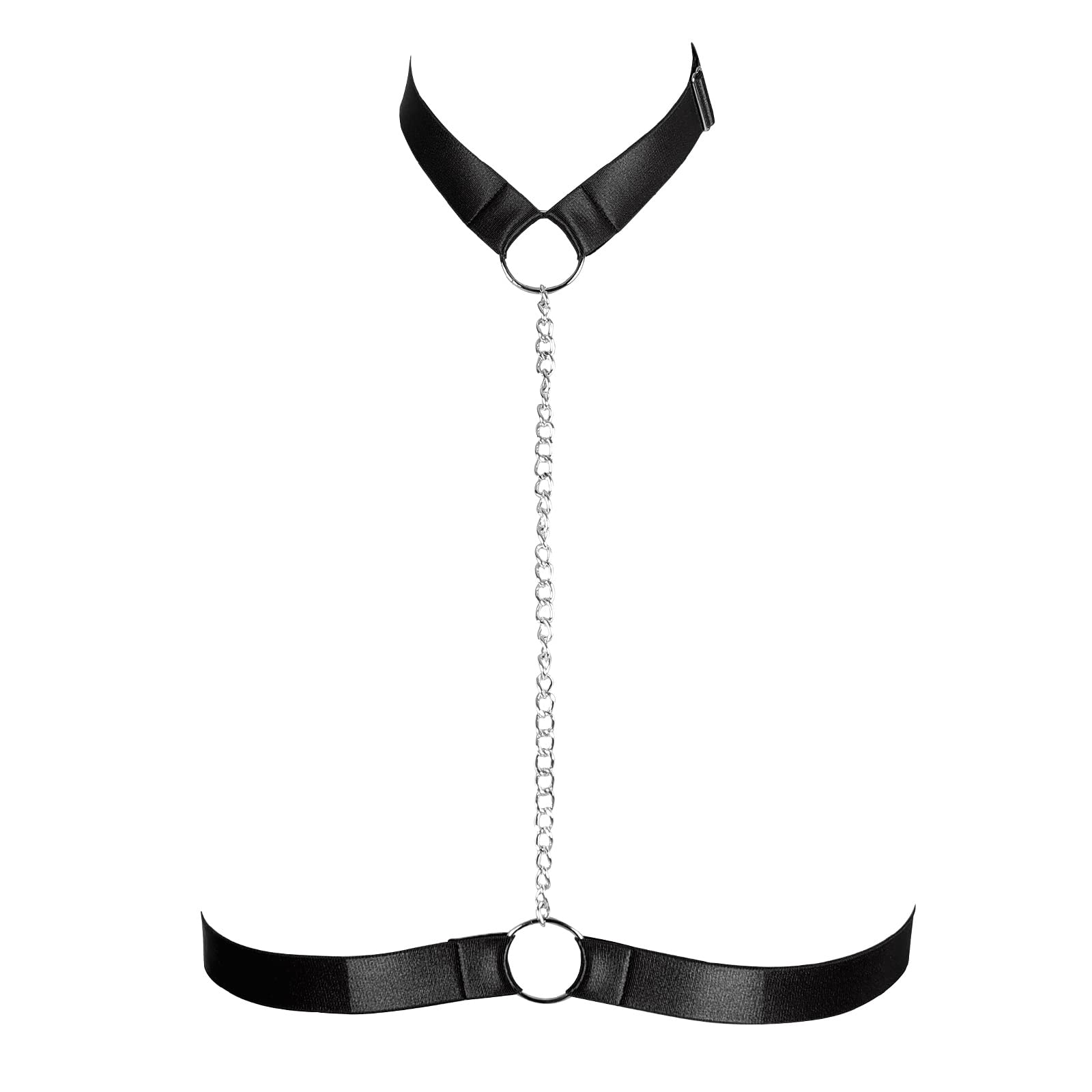 Plus Size Women Harness Top Body Chain Goth Rave Adjustable Body for Women and Girls (Black)
