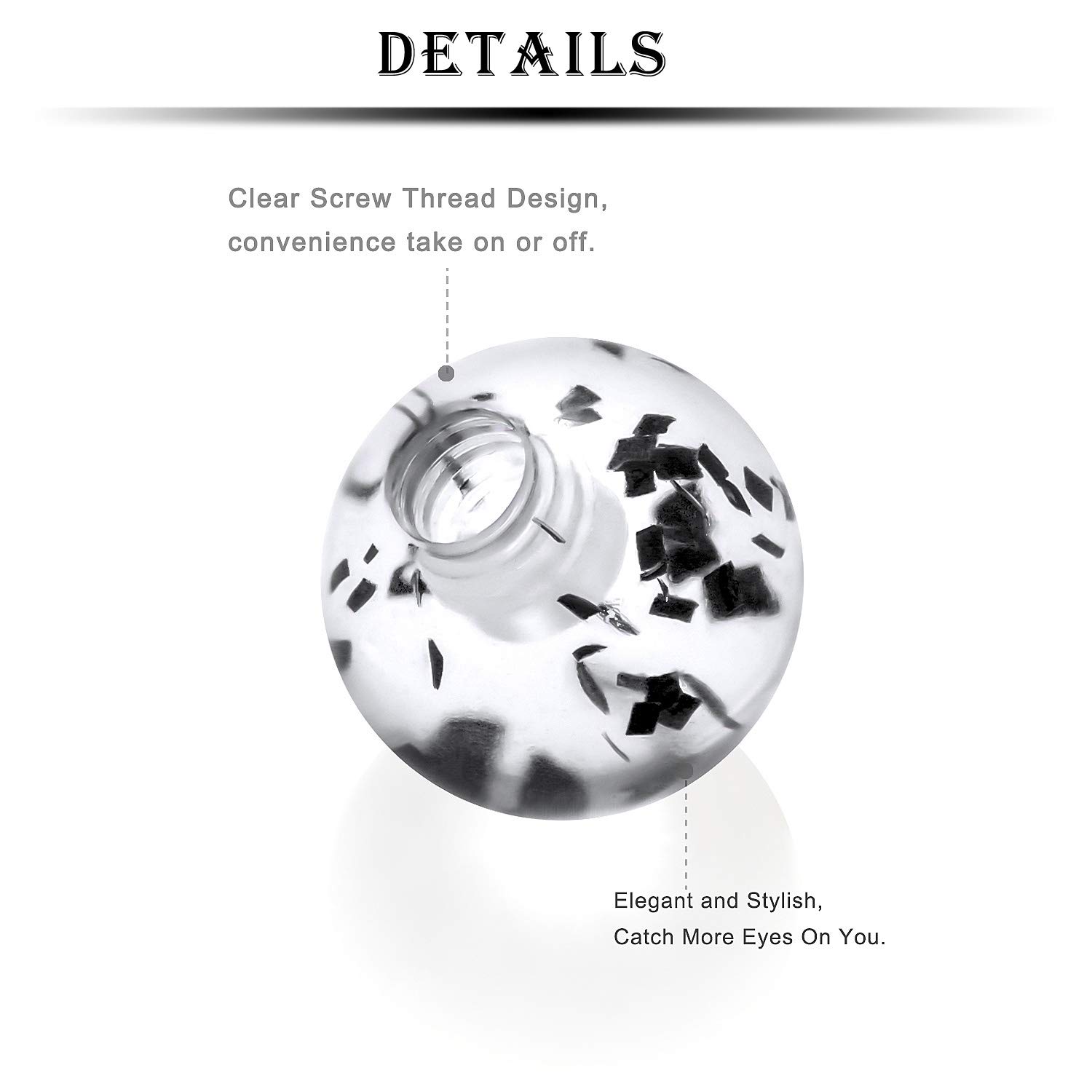 Kridzisw 20G Plastic Piercing Replacement Ball Clear Lip Labret Monroe Medusa Eyebrow Septum Ring Tragus Gartilage Helix Rook Daith Conch Earring Stud Berbell Bar Ball Piercing Jewelry Women Men 3mm
