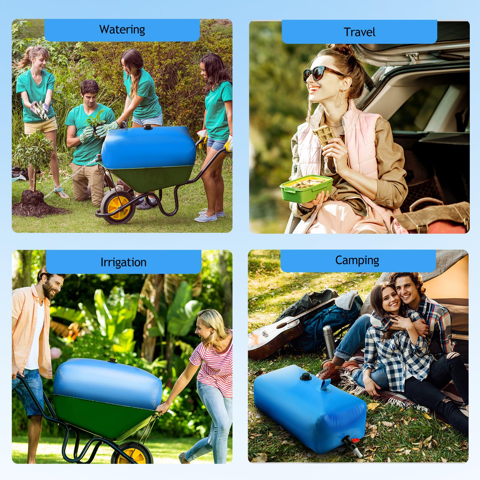 Large Capacity Water Storage Bladder, 110L/29gal Foldable Portable Water Tank Soft Water Bag, Drought Resistance Fire Protection Agricultural Irrigation Outdoor Emergency Water