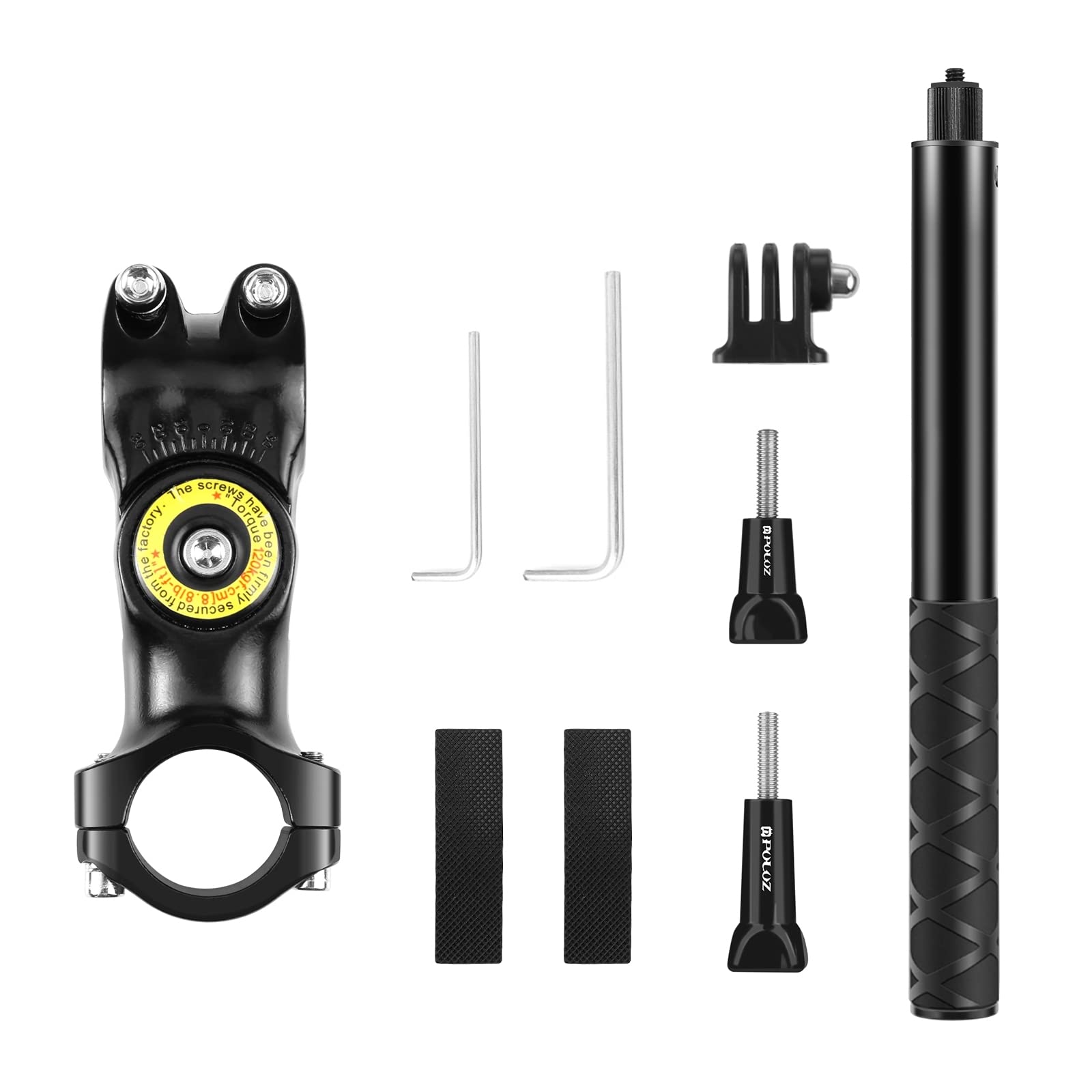 PULUZ Third Person Perspective Motorcycle Bike Handlebar Mount Selfie Stick Pole for Gopro, Insta360, Action Camera Clamp Monopod Stand 11-44.7 inch