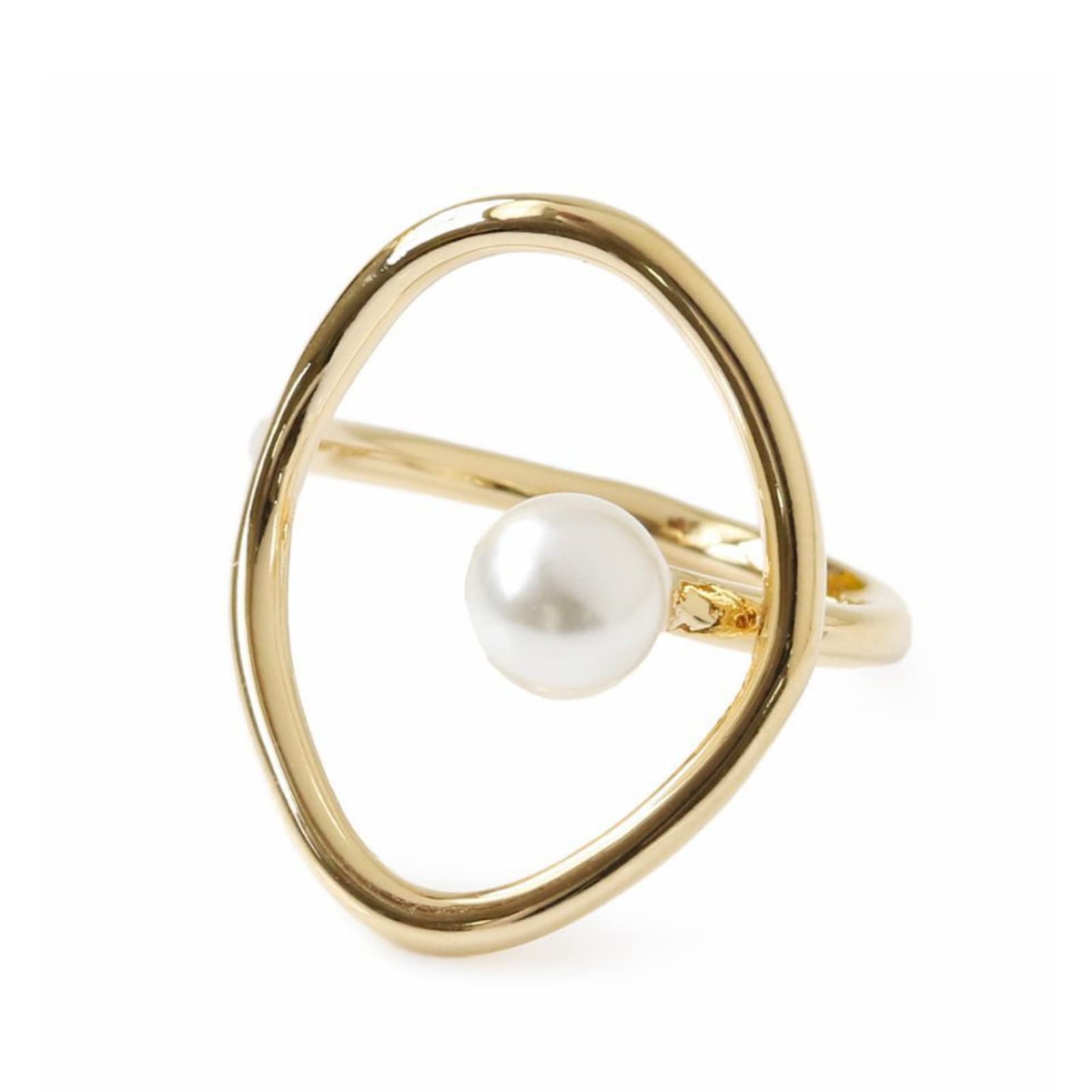 Moonstan Pearl Rings For Women 18K Gold Plated Adjustable Simple Elegant For Girls Gift