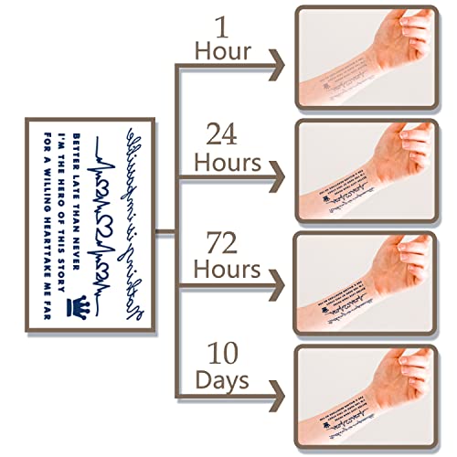 Metuu 30 Sheets Semi-Permanent Tattoos Waterproof Last 1-2 Weeks，Positive Words Flower Crown Butterfly Tiny Fake Temporary Tattoo Stickers For Women Men Girls