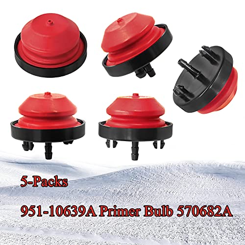 Wanotine 951-10639A Primer Bulb 570682A for MTD Craftsman Troy-Bilt Ryobi Bolens Yard Machines Snowblower 951-10639 751-10639, Replace Tecumseh 570682A TC-570682A (5 Packs)