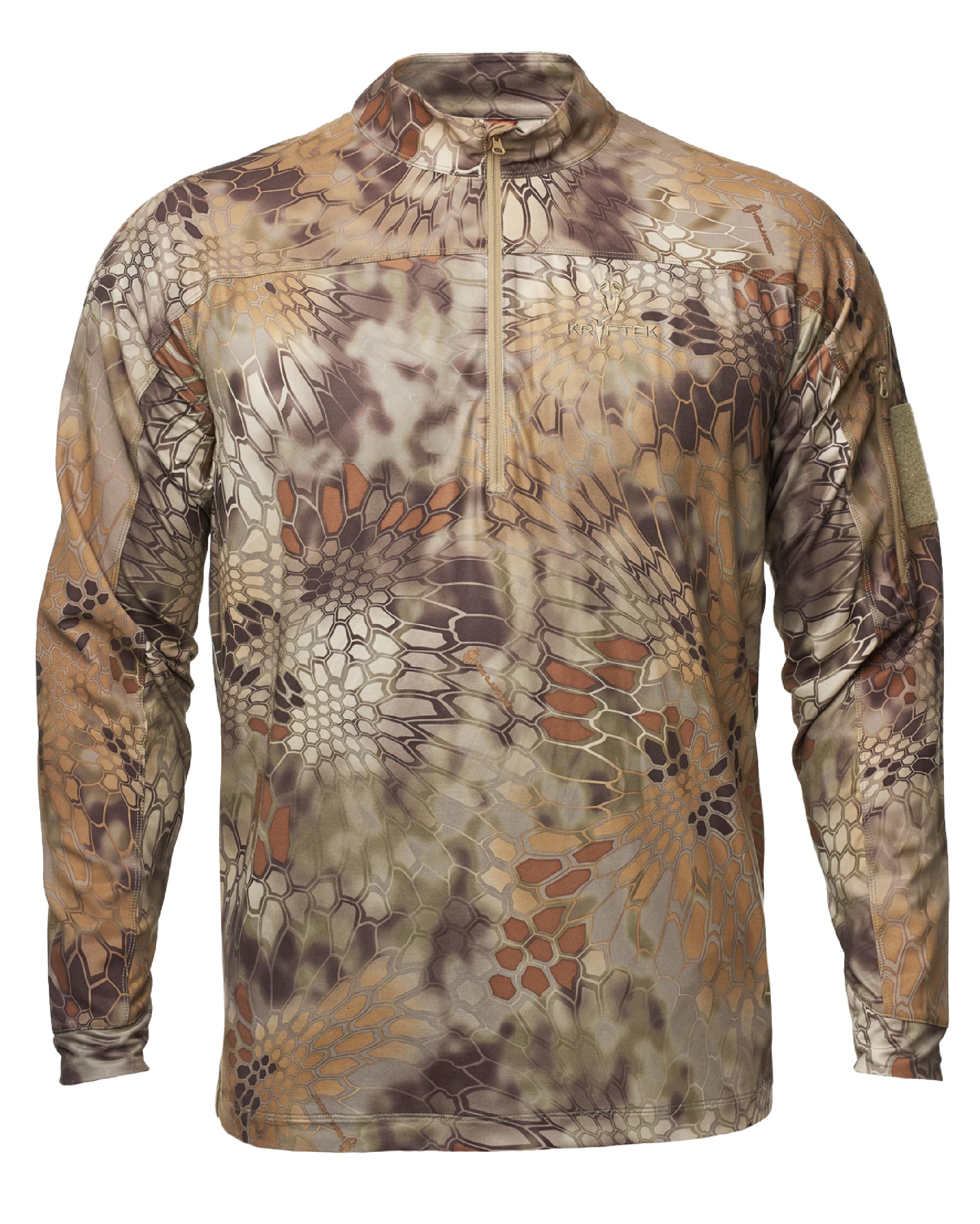 Kryptek Standard Valhalla 2 Long Sleeve Half Zip, Lightweight Camo Hunting Shirt, Highlander, L