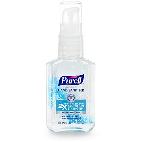 PURELL Advanced Hand Sanitizer Refreshing Gel, Clean Scent, 2 fl oz Travel Size Pump Bottle (Pack of 1) β 3050-24-CMR