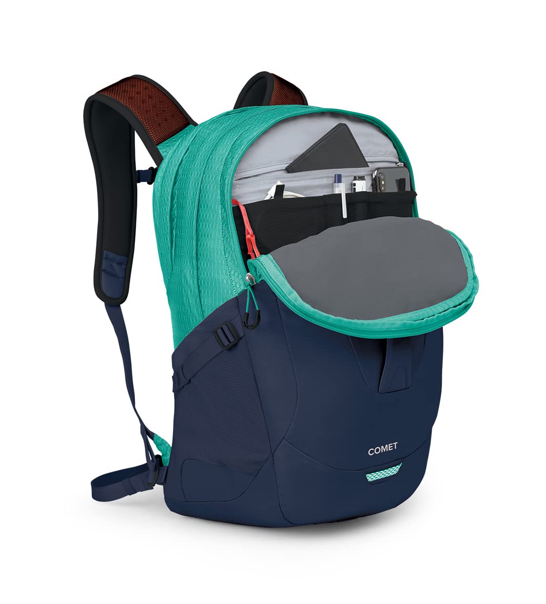 Osprey Comet Laptop Backpack, Reverie Green/Cetacean Blue