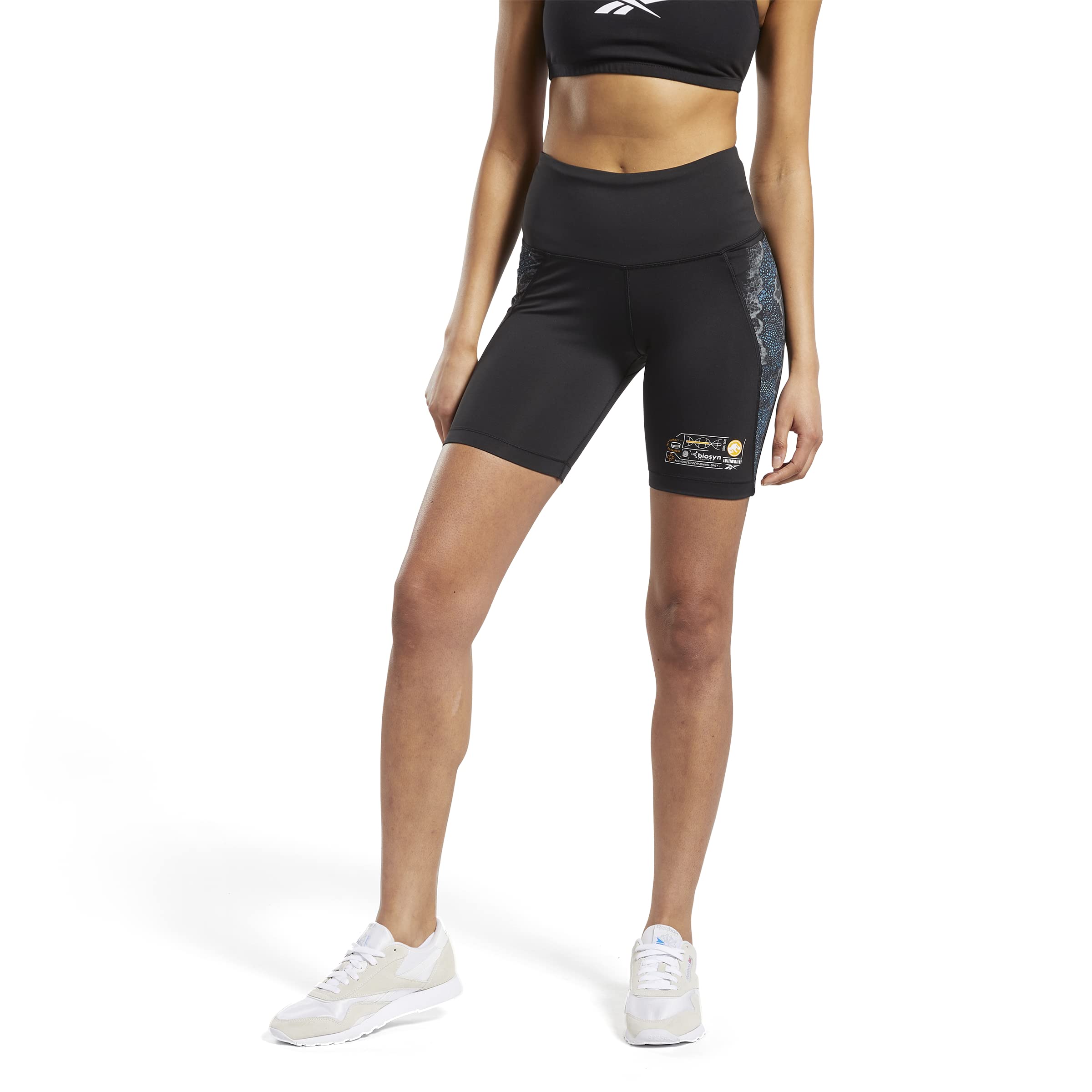 Reebok Women's Standard Active Bike Shorts, Jurassic World/Black, Small