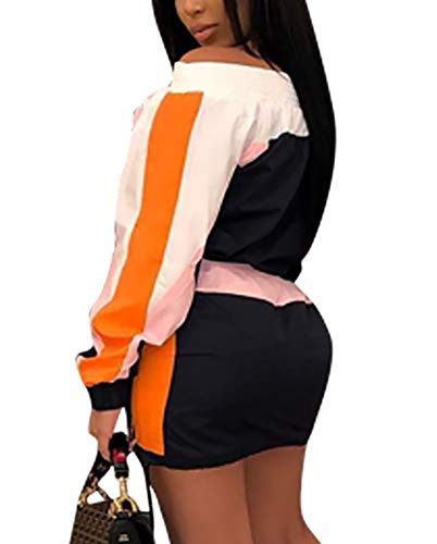 ksotutm Women 2 Piece Outfits Lightweight Windbreaker Jacket Top + High Waist Shorts Plus Size Tracksuit Jumpsuits A Black