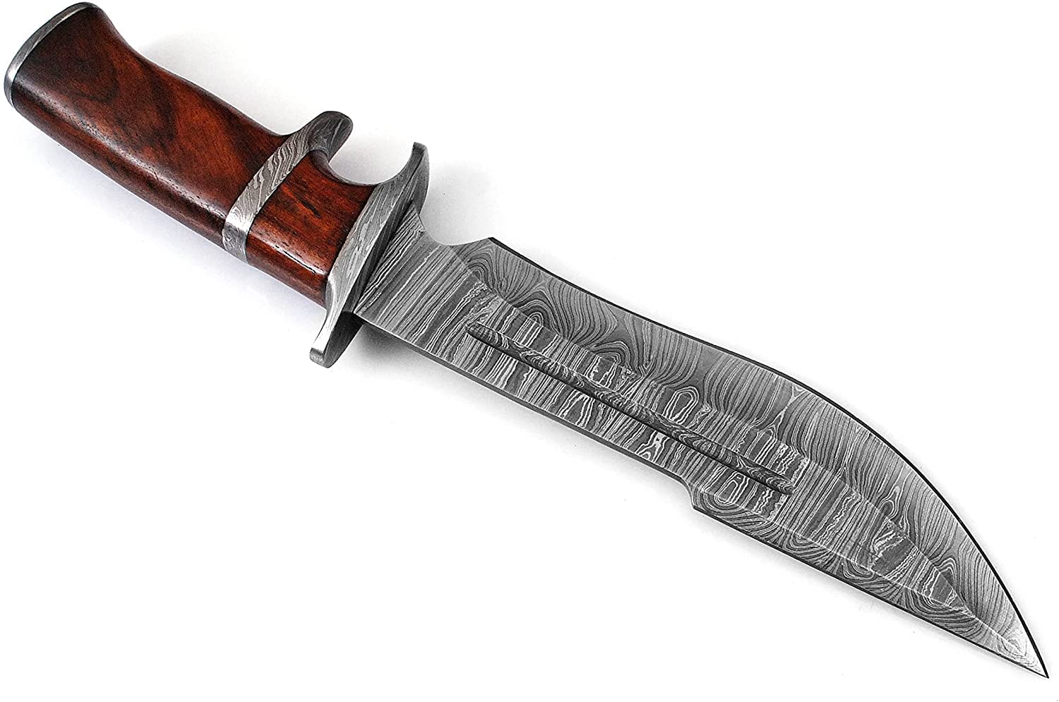 PSK76 - Damascus Hunting Knife, Handmade Full Tang Knife - Wood Handle Knife, Hand Forge