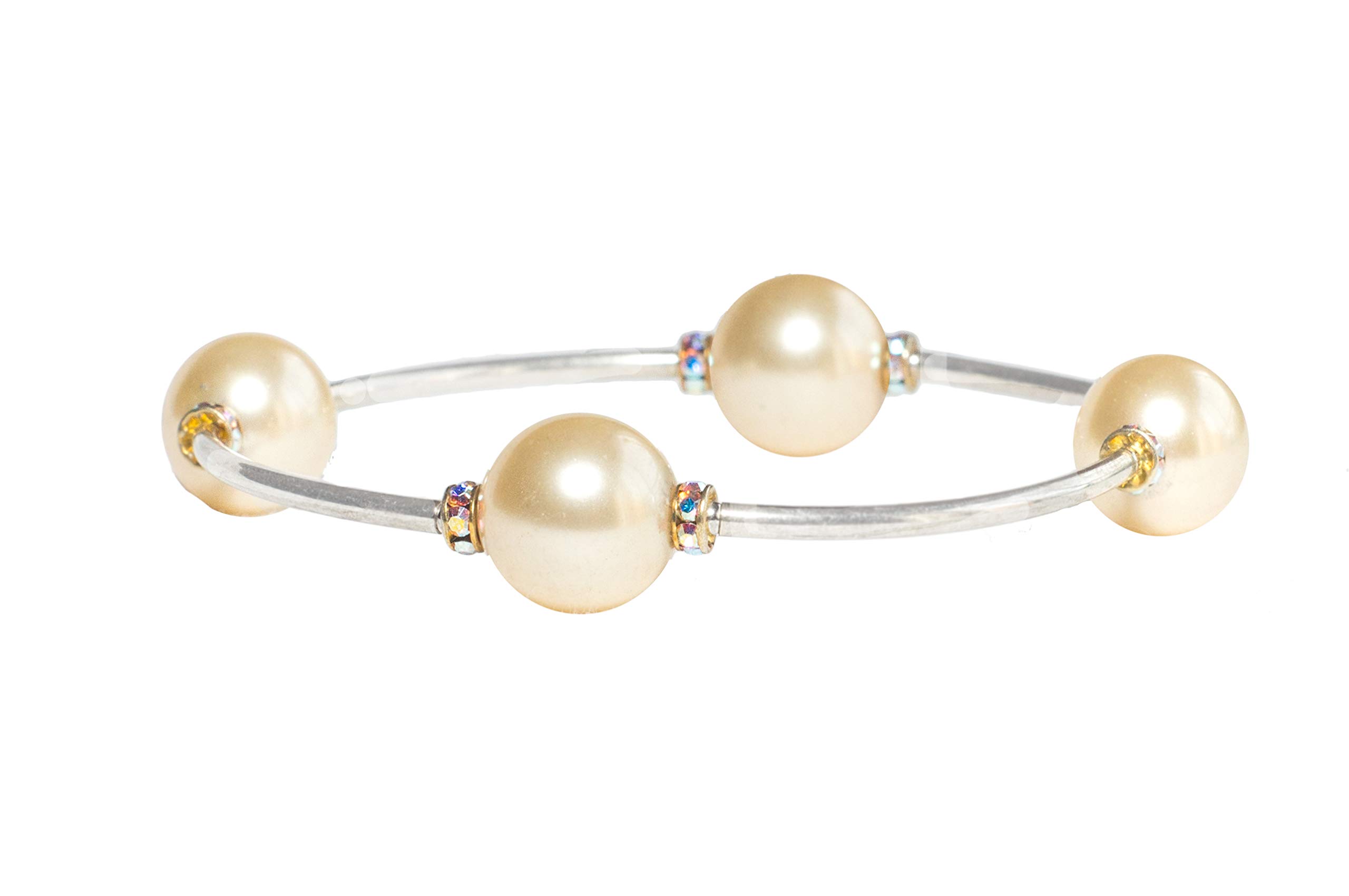Made As Intended the Blessing Bracelet - 12MM Light Gold Crystal Pearls with Crystal Accents, Regular Size