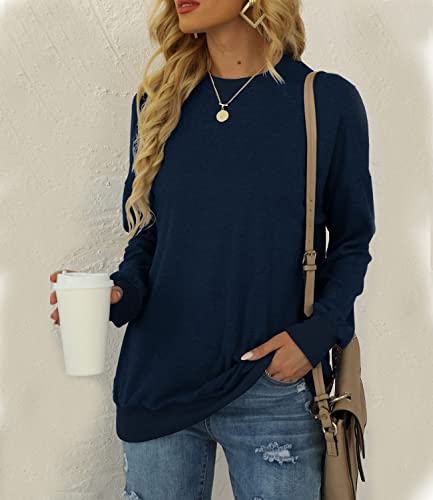 Oversized Sweatshirts for Women Black Loose Casual Sweaters Winter Clothes Navy Blue M